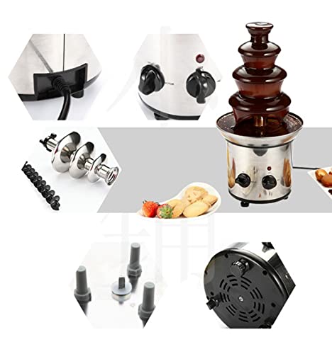 CHOLISM Chocolate Fondue Fountain Machine, 4 TIER 3-Pound Capacity Stainless Steel Fondue Fountain for Chocolate Nacho Cheese, BBQ Sauce, Ranch, Liqueurs