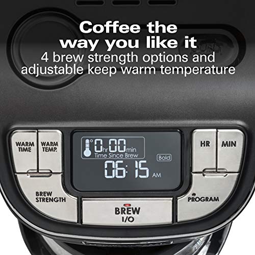 Hamilton Beach Professional Programmable Drip Coffee Maker, 12 Cup Capacity Ergonomic Carafe, 60oz Removable Reservoir, Brushed Metal (49500)