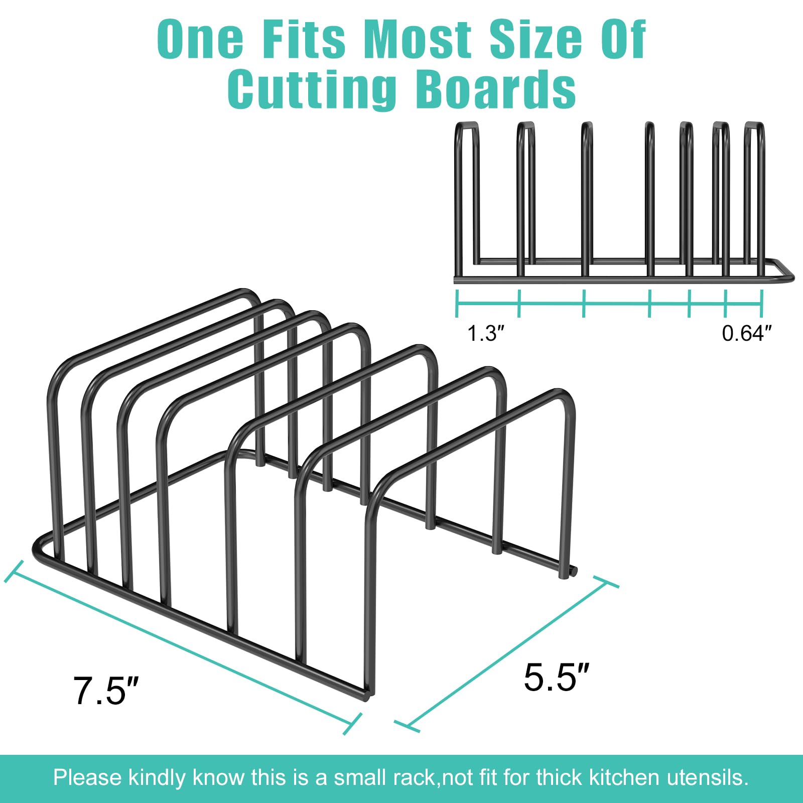 AKAZA 2 Pack Cutting Board Organizer,Holds 6 Small Boards,Cutting Board Holder Rack Baking Cookie Pan Sheets Cooling Racks Storage Stand for Kitchen Cabinet - 7.56 x 5.55 x 3.74 in (2, Black)