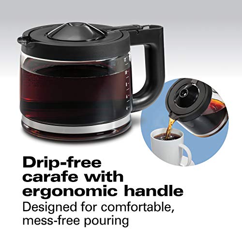 Hamilton Beach Professional Programmable Drip Coffee Maker, 12 Cup Capacity Ergonomic Carafe, 60oz Removable Reservoir, Brushed Metal (49500)
