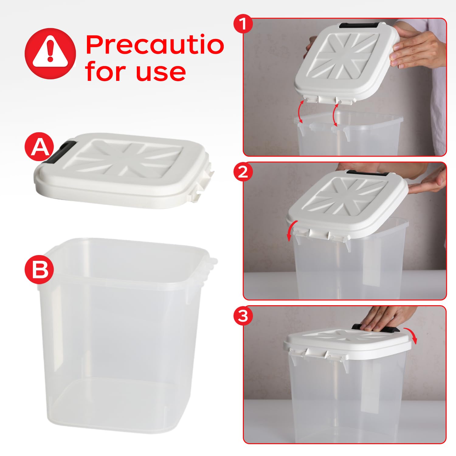 LivLab Flour Container - Rice Dispenser 5lbs/2kg/2.1qt Food Cereal Container Bins with Measuring Cup for Household Pantry Organization (5lbs)