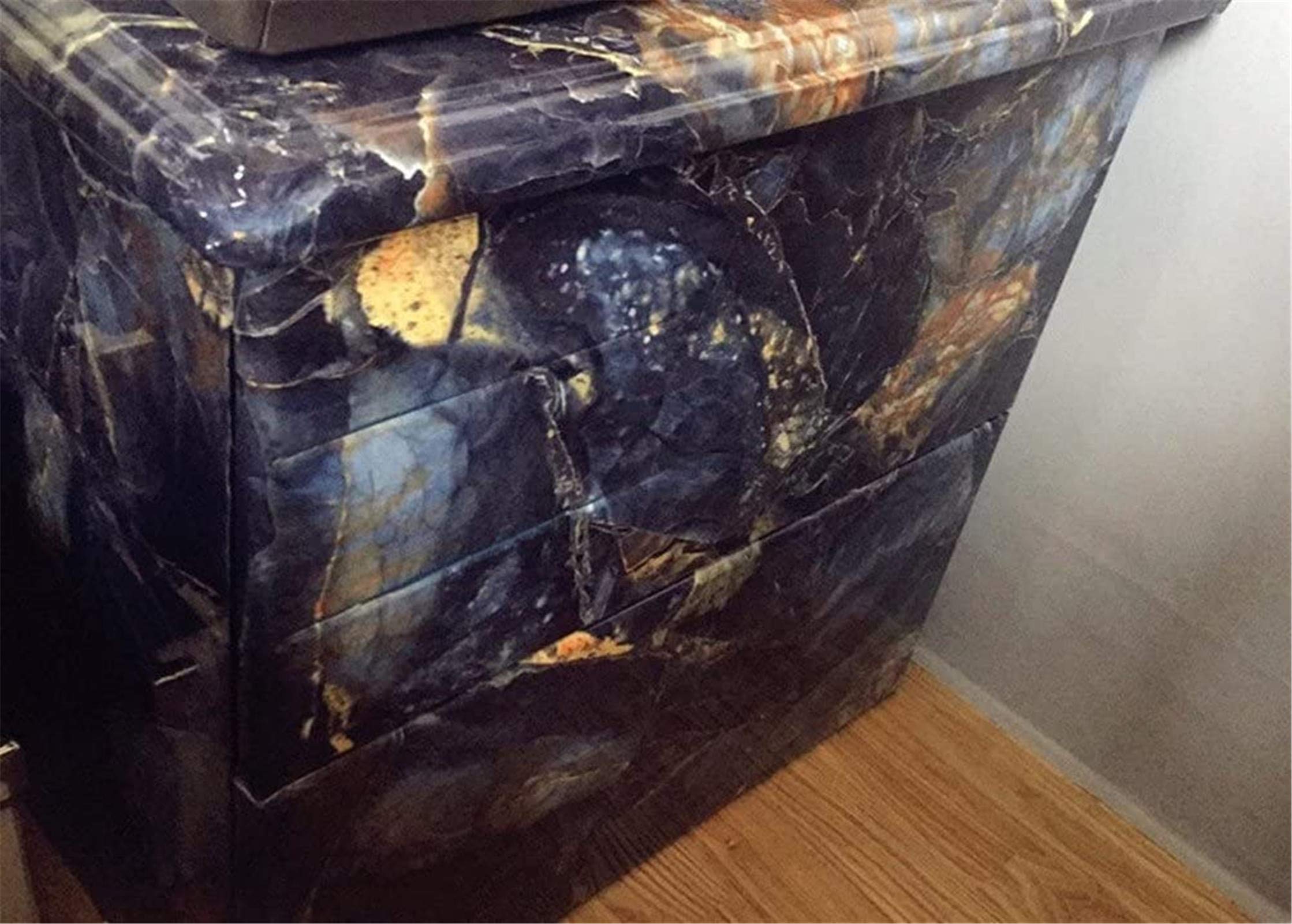 Yancorp Dark Blue Black Marble Wallpaper Removable Wallpaper Film Self-Adhesive Granite Kitchen Peel Stick Backsplash Tile Countertop Shelf Liner (16"x78")