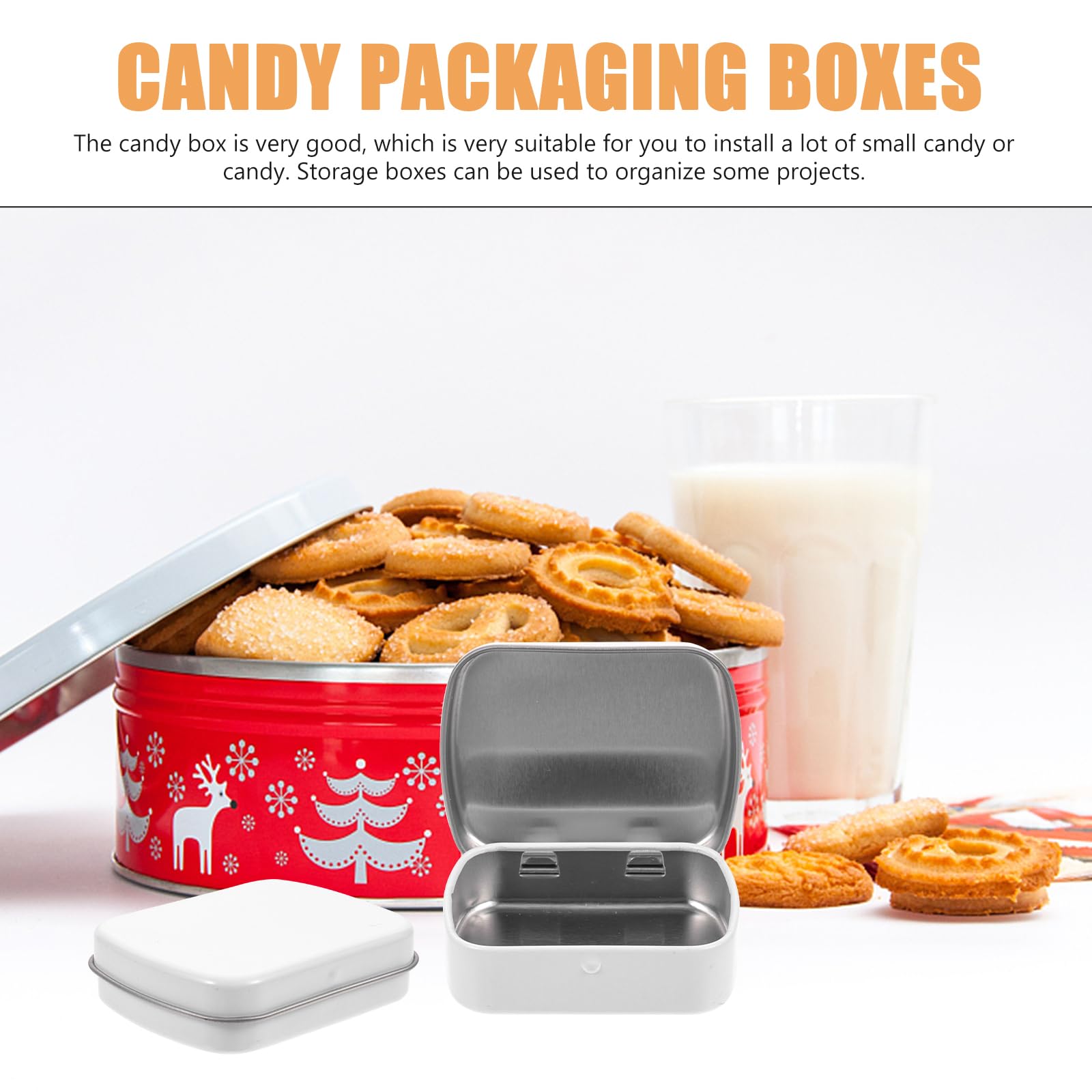Tofficu 50 Pcs Mini Tin Boxes with Lids for Jewelry Storage, Small Candy Treat Boxes, Portable Metal Containers for Travel, Weddings, Birthdays, White Iron, 2.36 X 1.85 X 0.59 Inches