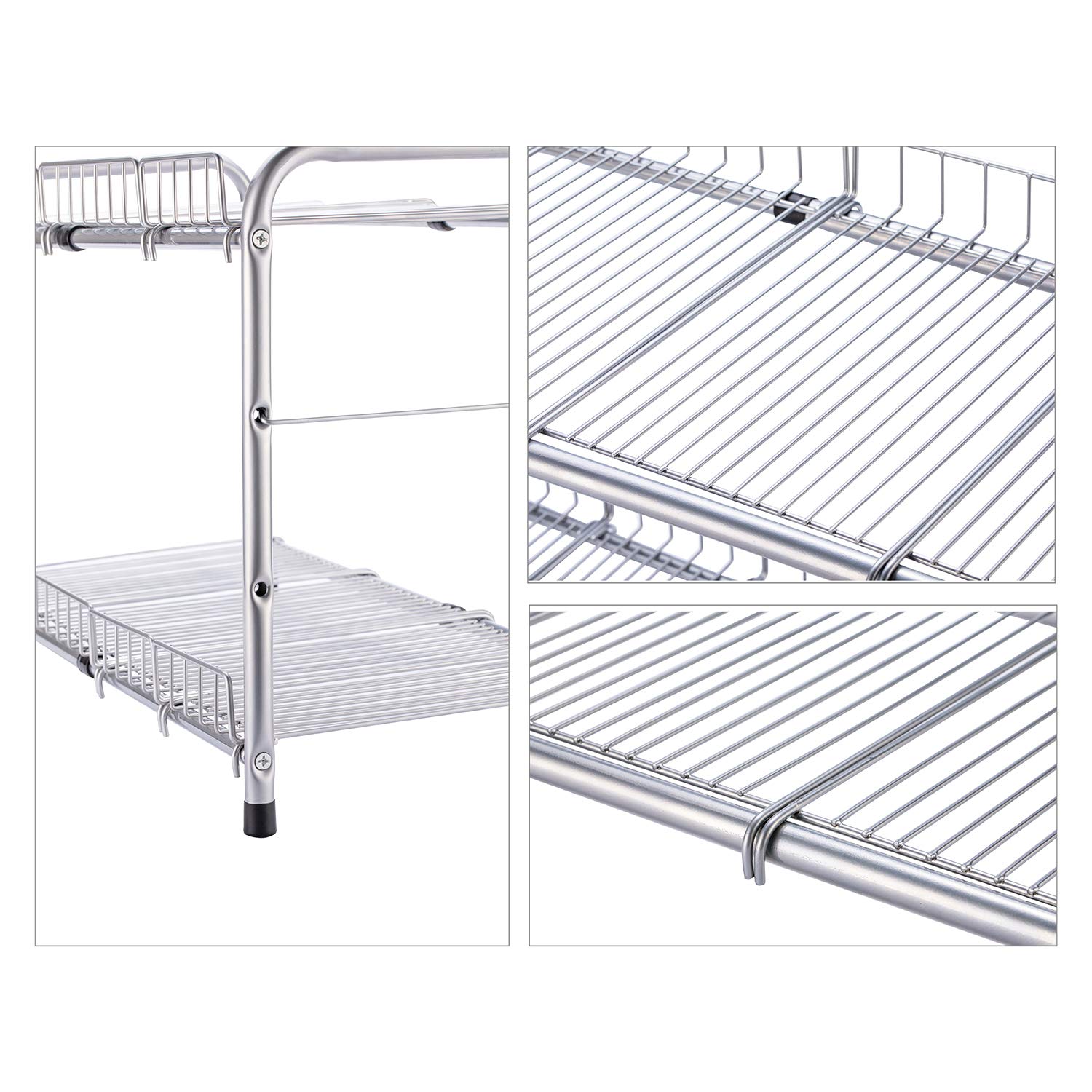 Flagship 2 Tier Under Sink Organizers and Storage Rack Expandable Cabinet Shelf Rack for Kitchen Bathroom Silver (16-25 inches)