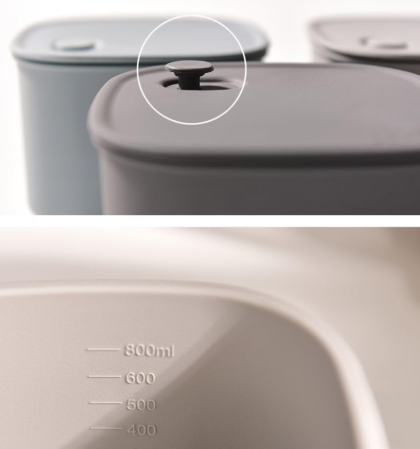 Invisioncorp 3 Set, Kitchen Microwave 27oz Food Storage Containers Set with Lid, Reusable Meal Prep Canister for Refrigerator, Freezer Oraganizer, Dishwasher Safe, Made in Korea (Light Gray)