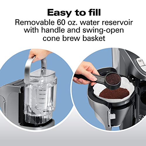 Hamilton Beach Professional Programmable Drip Coffee Maker, 12 Cup Capacity Ergonomic Carafe, 60oz Removable Reservoir, Brushed Metal (49500)