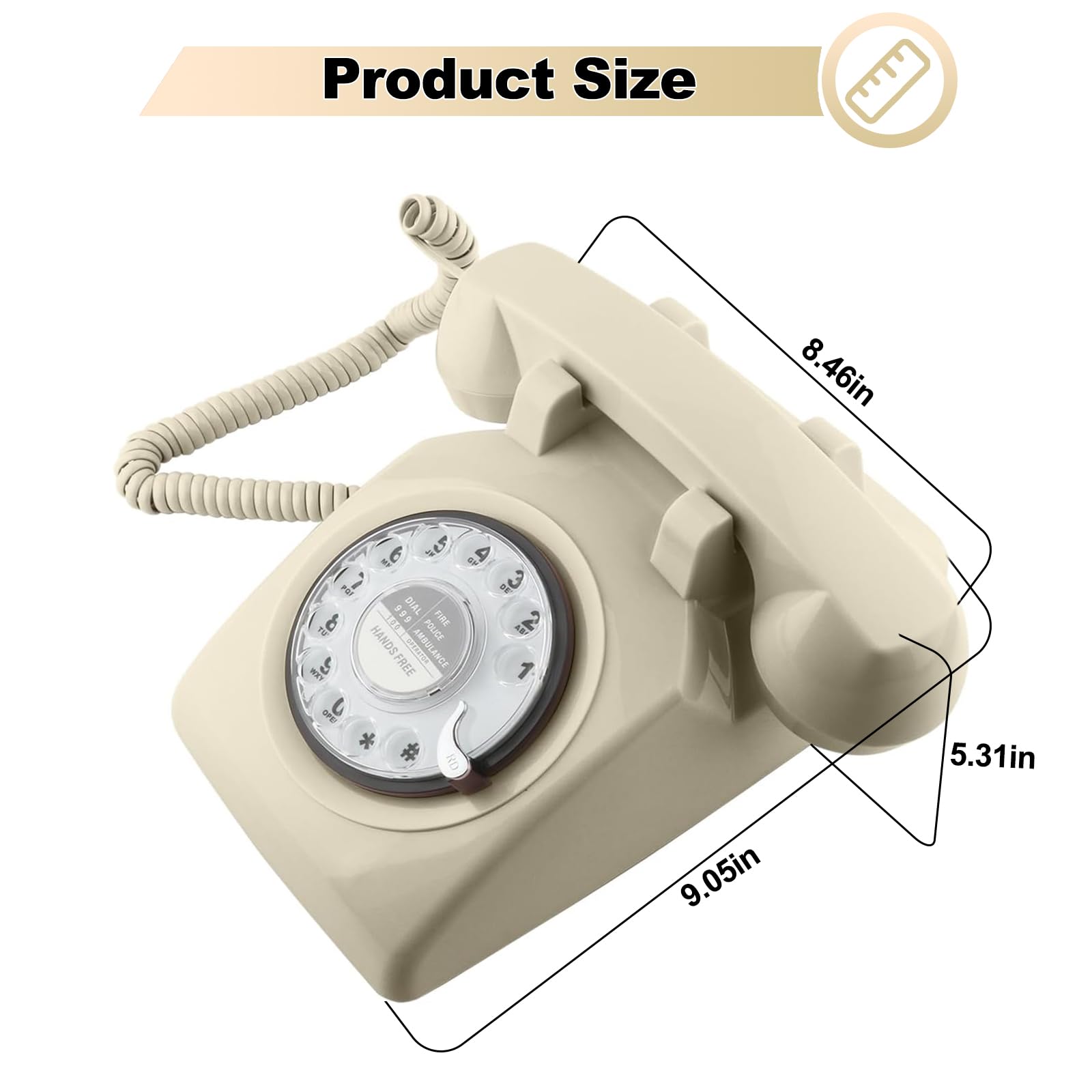 Sangyn Retro Rotary Telephone 1960's Style Old Fashioned Vintage Home Phone with Mechanical Ringer and Speaker Function