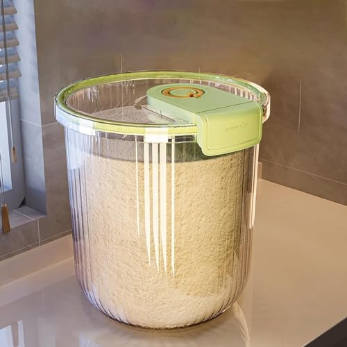 AnRui Flour Storage Container 20 Lbs, Airtight Large Food Container Rice Holder Bin with Measuring Cup for Cereal, Sugar, Oatmeal Kitchen Pantry Organization and Storage, Green