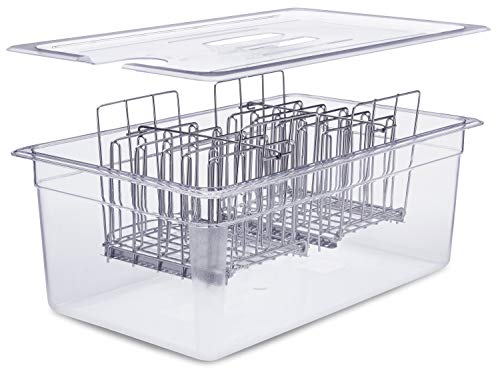 VÄESKE Large Sous Vide Container with Lid and Racks Kit | Sous Vide Accessories | Väeske Large Sous Vide Container with Lid and 2 Racks | Sous Vide Accessories | Compatible with Anova, Anova Nano, Joule, Instant Pot, Sous Vide Cookers (26 QT, Container/Ra