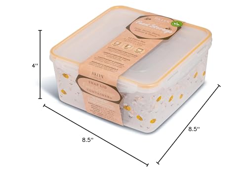 Brooklyn Steel Co. 6 Container Printed Snap Lid Square Food Storage Set - Spring Bees