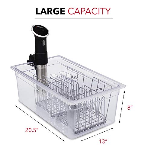 VÄESKE Large Sous Vide Container with Lid and Racks Kit | Sous Vide Accessories | Väeske Large Sous Vide Container with Lid and 2 Racks | Sous Vide Accessories | Compatible with Anova, Anova Nano, Joule, Instant Pot, Sous Vide Cookers (26 QT, Container/Ra