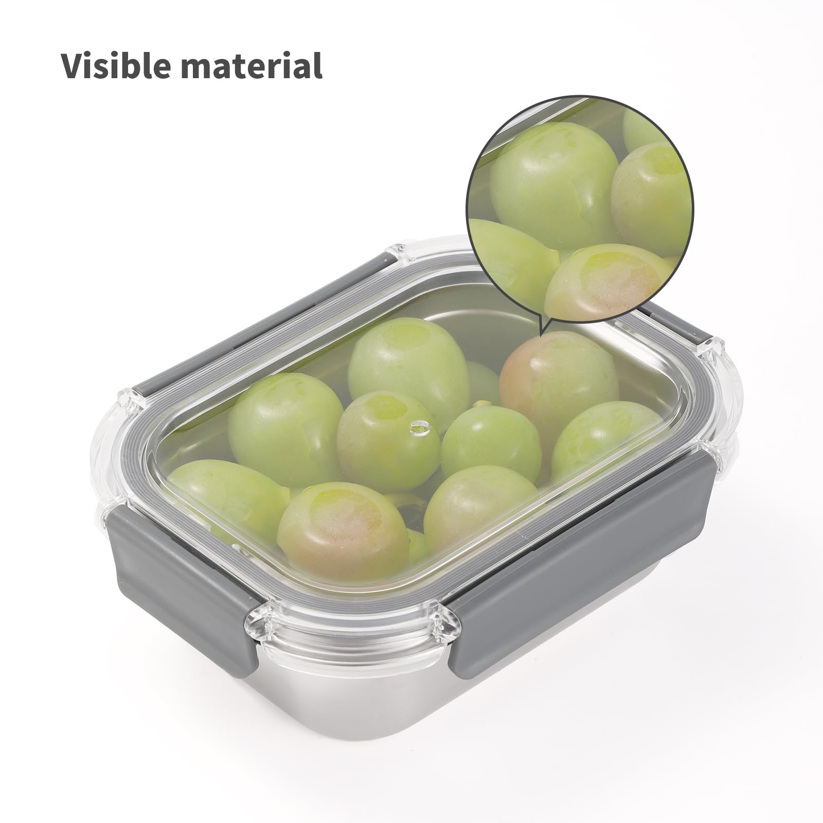 GEEJA Set of 2 stainless steel food containers with lids, Airtight kimchi containers, Leakproof meal prep bento box, Dishwasher/Oven/Freezer safe