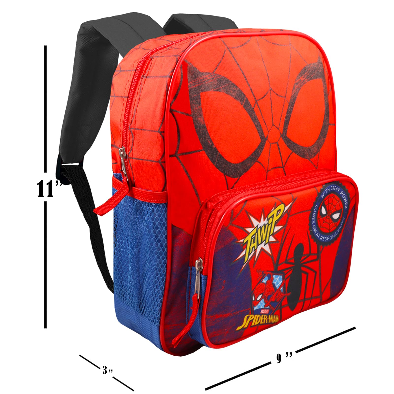 Fast Forward Spiderman Mini Backpack for Boys Set - Bundle with 11" Spiderman Backpack Plus Spidey and His Amazing Friends Stickers | Spiderman Backpack for Boys 4-6