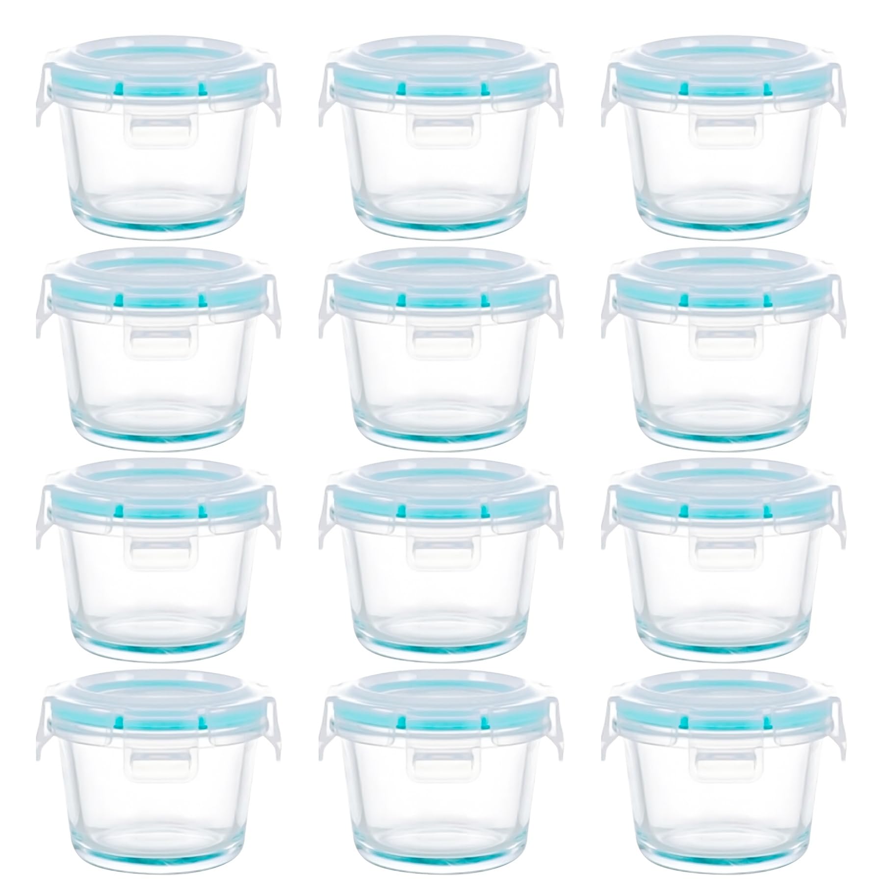 Mini Glass Food Storage Containers - 12 Pack 5 oz Small Glass Jars with Locking Lids - Airtight Food Containers - Freezer, Microwave, Dishwasher Safe