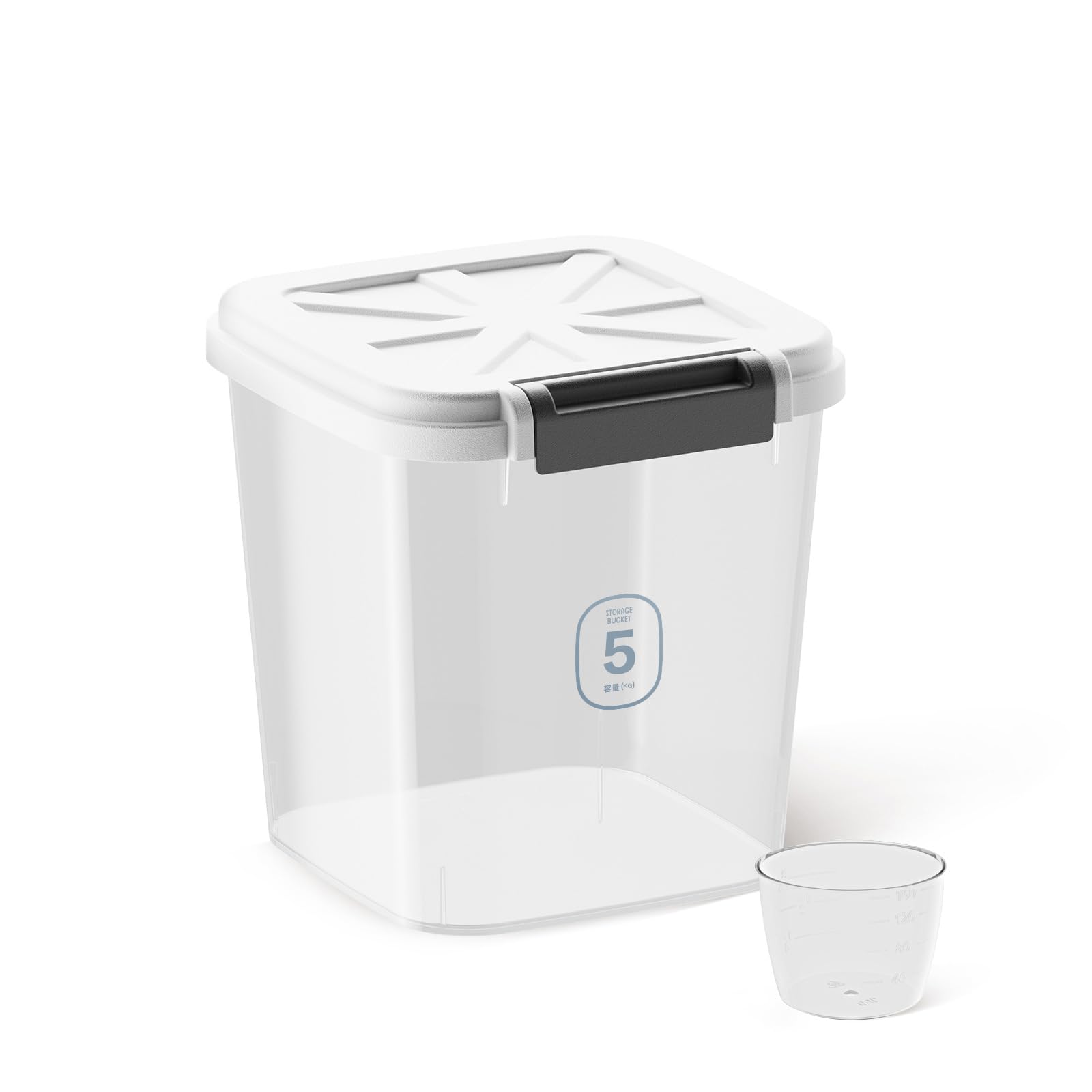 LivLab Flour Container - Rice Dispenser 10lbs/5kg/5.3qt Food Cereal Container Bins with Measuring Cup for Household Pantry Organization (10lbs)
