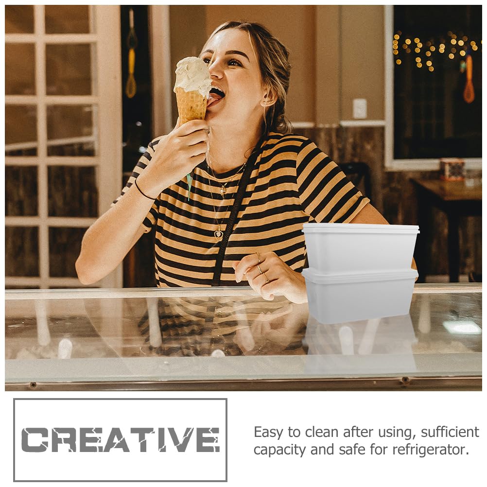 MAGICLULU 3pcs Ice Cream Box Ice Cream Holder Dessert Storage Tubs Ice Cream Accessories Fruit Containers with Lids Containers for Fruit Soup Freezer Organizer White Household Pp
