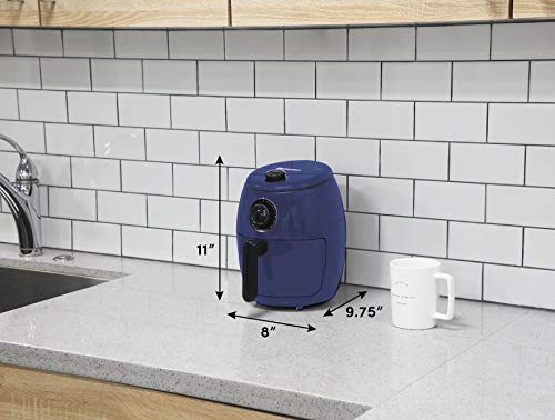 Elite Gourmet EAF-0201BG# Personal 2.1 Qt. Compact Space Saving Electric Hot Air Fryer Oil-Less Healthy Cooker, Timer & Temperature Controls, PFOA/PTFE Free, 1000W, Quart, Blue Gray