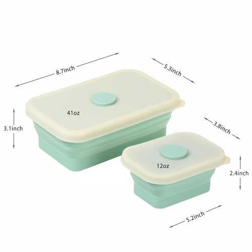 Josoft Collapsible Bowls with Lids 41oz Food-grade Silicone Bowl Free BPA,Folding Mixing Bowls Camping kitchen Essentials,Large and Smalls Nested to Save Space