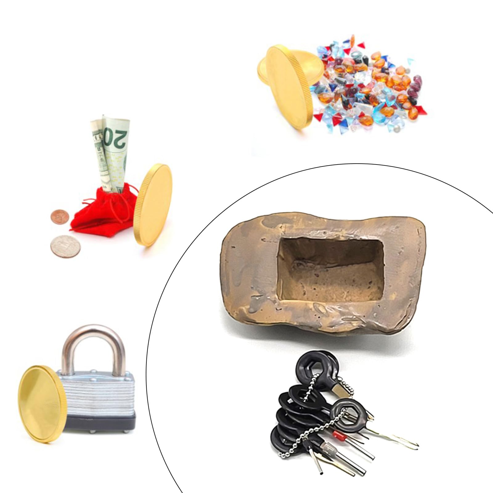 KODASW Outdoor Key Hider Key Holder Faux Rock Key Cash Hide Realistic Rock Design Weatherproof and Rust Resistant Resin