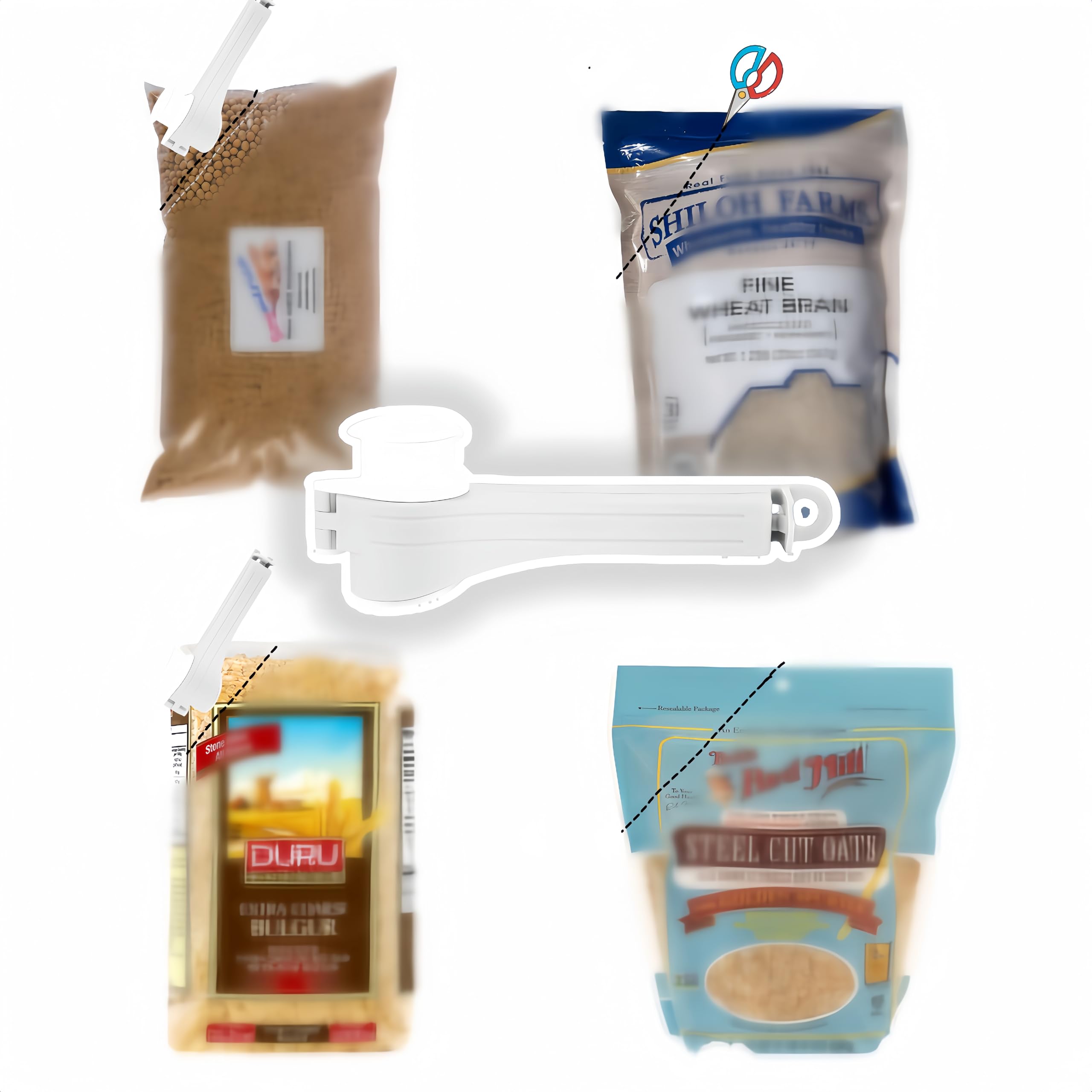Food Storage Sealing Clips with Pour Spouts, Bag Clips for Food, Kitchen Chip Bag Clips, Plastic Cap Sealer Clips, Great for Kitchen Food Storagec,1pcs While (S_While)