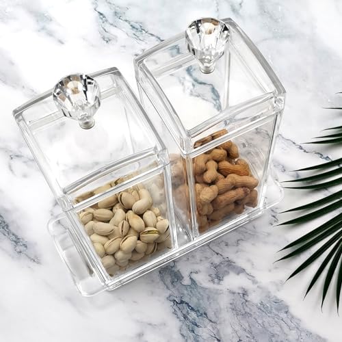WBJKZJD Apothecary Jar with Lid, Airtight Acrylic Storage Jar With Diamond Shape Lid Shatter Proof Cookie Jars for Kitchen Counter Candy Apothecary Canisters Nuts & Coffee Beans, 2pcs