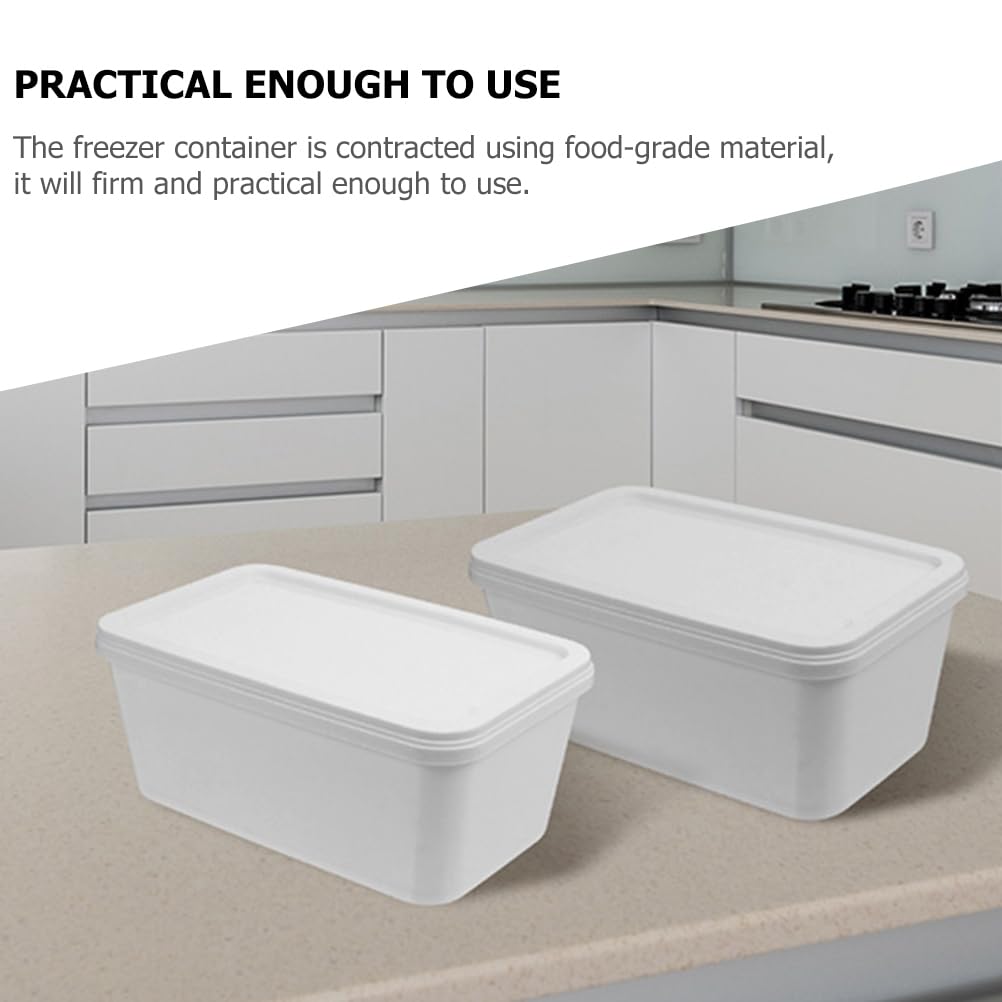 MAGICLULU 3pcs Ice Cream Box Ice Cream Holder Dessert Storage Tubs Ice Cream Accessories Fruit Containers with Lids Containers for Fruit Soup Freezer Organizer White Household Pp