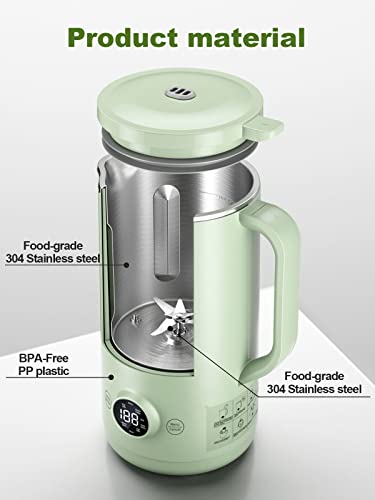 VEGAPUNK Nut Milk Maker Machine 20oz - Smart Automatic Cold and Hot Dairy Free Soybean/Oat/Coconut/Soy Milk Maker Machine with Filter Bag - Plant Based Almond Cow Milk Machine Maker for Vegan - Green
