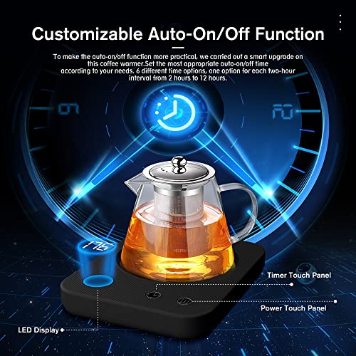 Electric Coffee Cup Warmer for Desk, Smart Coffee Mug Heater Warmer for Home Office, Warming Plate for Tea, Milk & Candle β ENIGMA (Black)