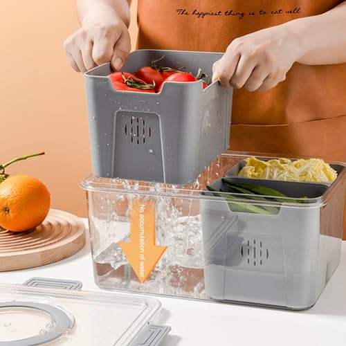 Quincry Fridge Organizer with Lids,Stackable Refrigerator Organizer Bins, Removable Containers for Food and Storage,For Fruit,Refrigerator Tissue,Vegetables,Food And Beverages (4 Compartments-White)