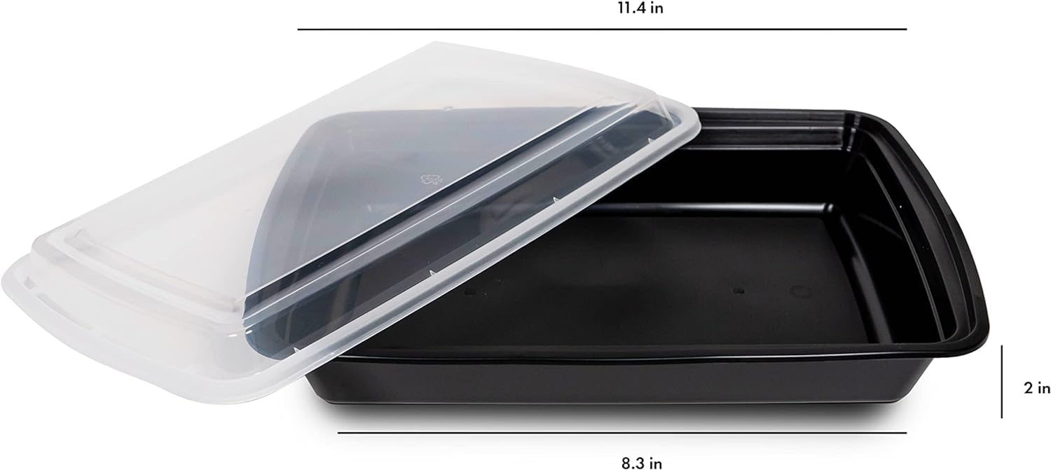 Basidi [50 sets Rectangle 58oz Meal Prep Containers with lids Microwavable Food Container Plastic BPA Free Rectangle