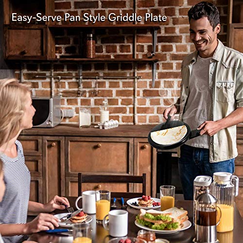 NutriChef Electric Griddle Crepe Maker - Pan Style Hot Plate Cooktop with ON/OFF Switch, Nonstick Coating, Automatic Temperature Control & Plug-in Operation for Kitchen & Countertop - PKCRM08