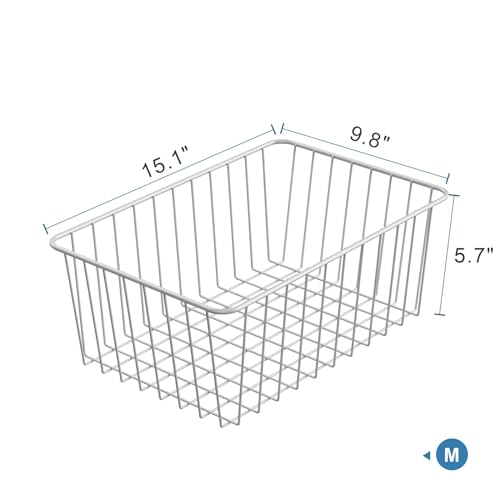 iSPECLE Upright Freezer Organizer Bins - 6 Pack Medium Stand up Freezer Baskets for 14 to 15.5 cu.ft Freezer, Easily Sort and Get Food, Air Circulation Stop Food Sliding out from Freezer, White