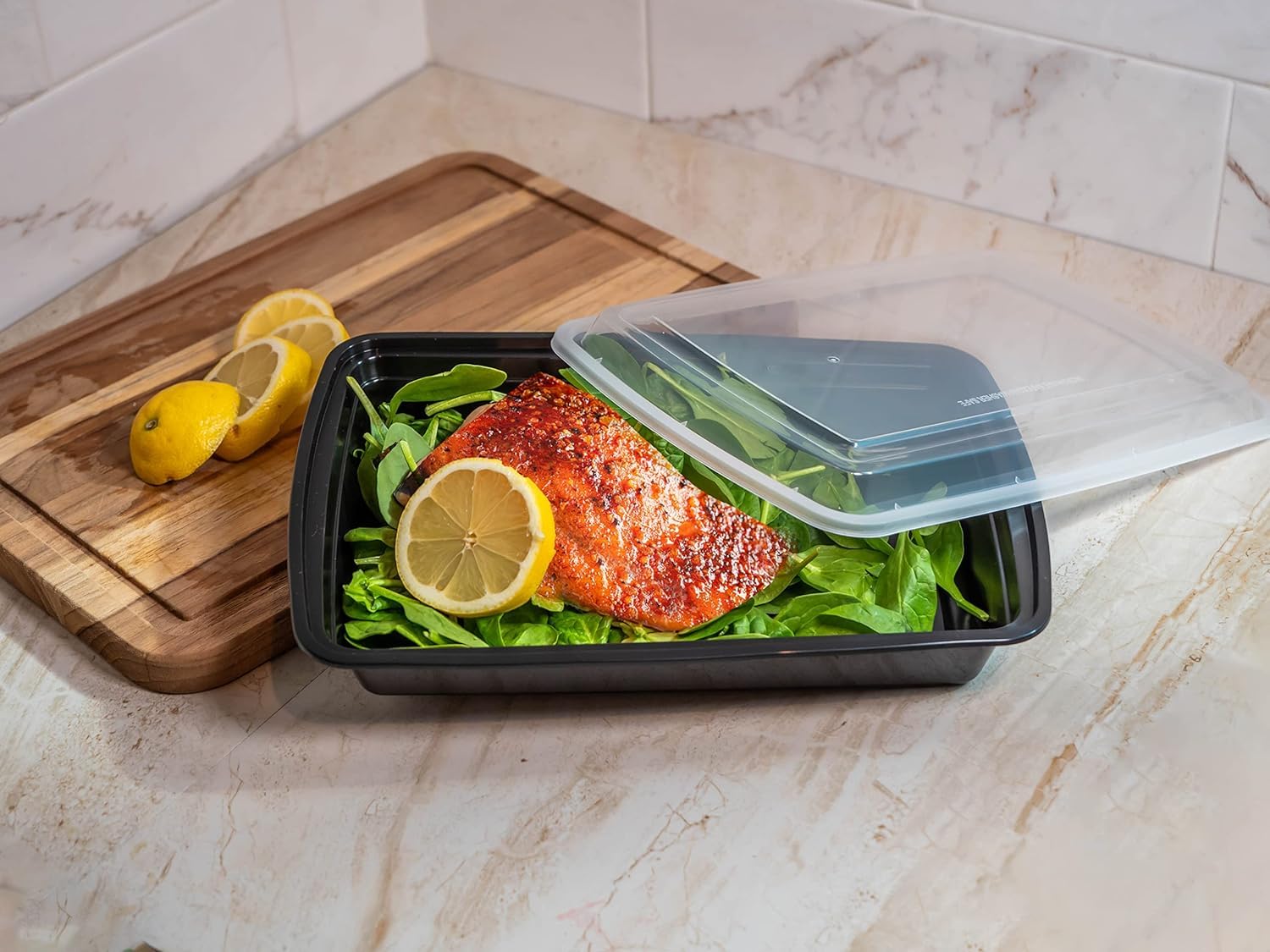 Basidi [50 sets Rectangle 58oz Meal Prep Containers with lids Microwavable Food Container Plastic BPA Free Rectangle