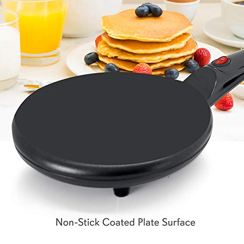 NutriChef Electric Griddle Crepe Maker - Pan Style Hot Plate Cooktop with ON/OFF Switch, Nonstick Coating, Automatic Temperature Control & Plug-in Operation for Kitchen & Countertop - PKCRM08