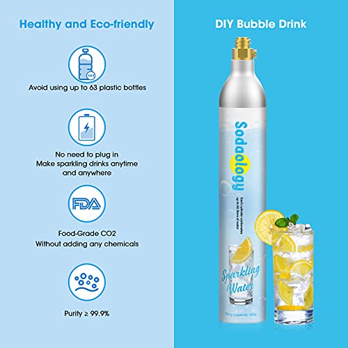 BLUE FLAG 60L Co2 Carbonator Compatible with Sodastream Appliances (Excluding Art, Terra Seltzer Maker), 14.5oz, Set of 3