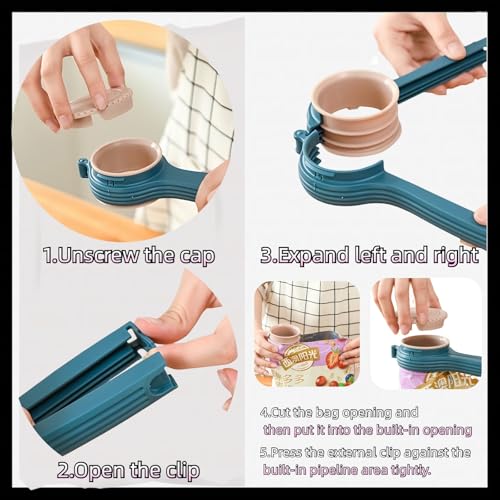 Food Storage Sealing Clips with Pour Spouts, Bag Clips for Food, Kitchen Chip Bag Clips, Plastic Cap Sealer Clips, Great for Kitchen Food Storagec,OURJIA,2pcs (Pink-L&White-s)