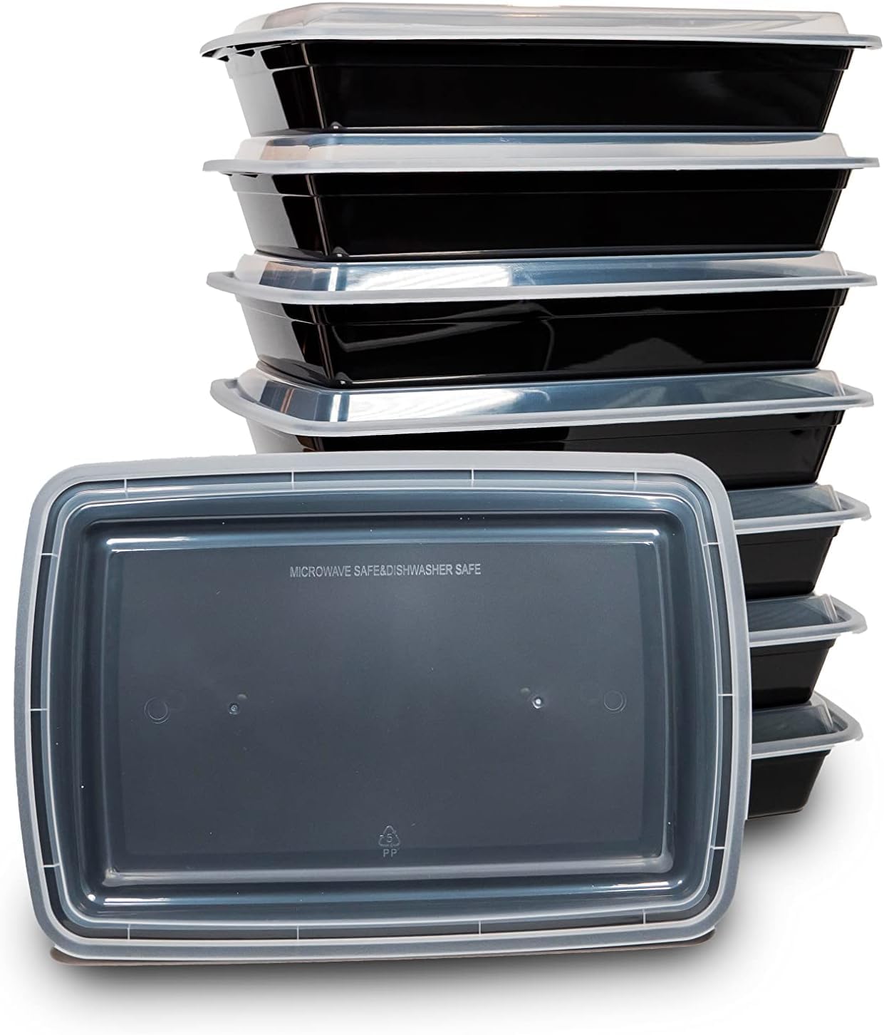 Basidi [50 sets Rectangle 58oz Meal Prep Containers with lids Microwavable Food Container Plastic BPA Free Rectangle