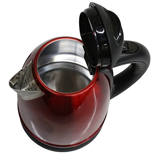 Courant 1.5 Liter Kettle Red Stainless Steel Cordless Electric Kettle with 360 Degree Rotational Body, Automatic Safety Shut-Off, Perfect for Tea / Coffee /Hot Chocolate/ Soup/ Hot Water
