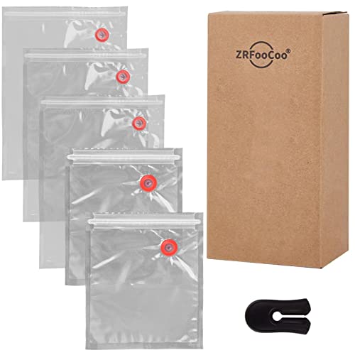 ZRFooCoo Sous Vide Bags, 20 PCS Vacuum Zipper Bags Reusable BPA Free Food Bags Set with Sealing Clips, 2 Size Mixed BPA Free Reusable Sous Vide Bags Keep Food Flash