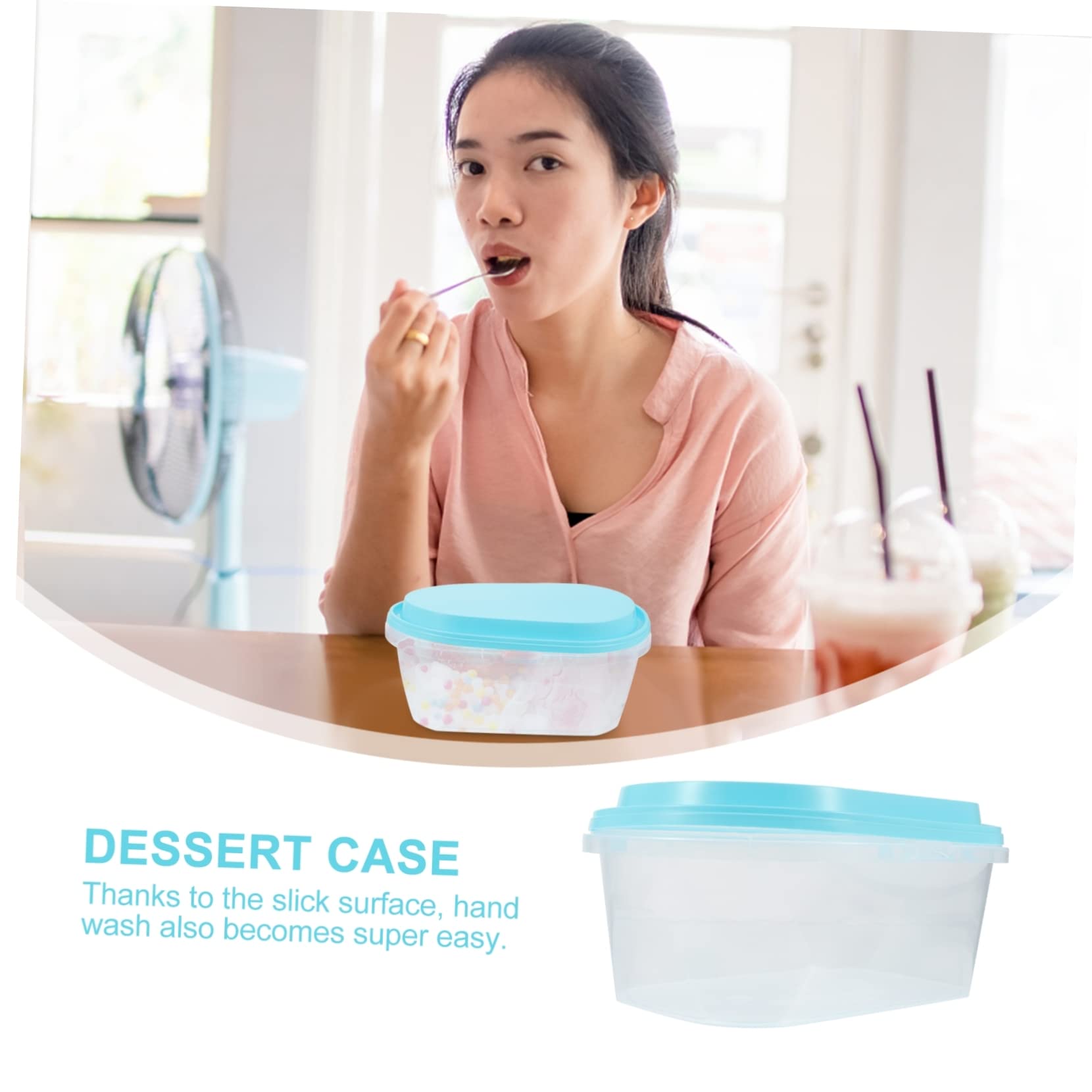 Mikinona 1Set Cake Boxes and Ice Cream Containers Reusable Plastic Ice Cream Tubs for Freezer Storage Ideal for Homemade Ice Cream and Desserts