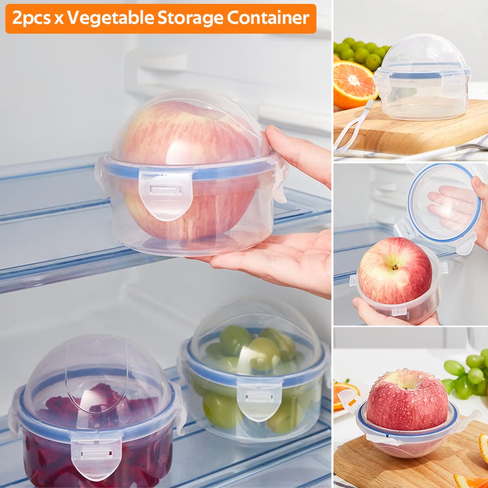 2Pack Onion Storage Container,Reusable Onion Saver Container Refrigerator Vegetable Crisper,Clear Produce Saver Containers,Portable Fruit and Vegetable Food Storage