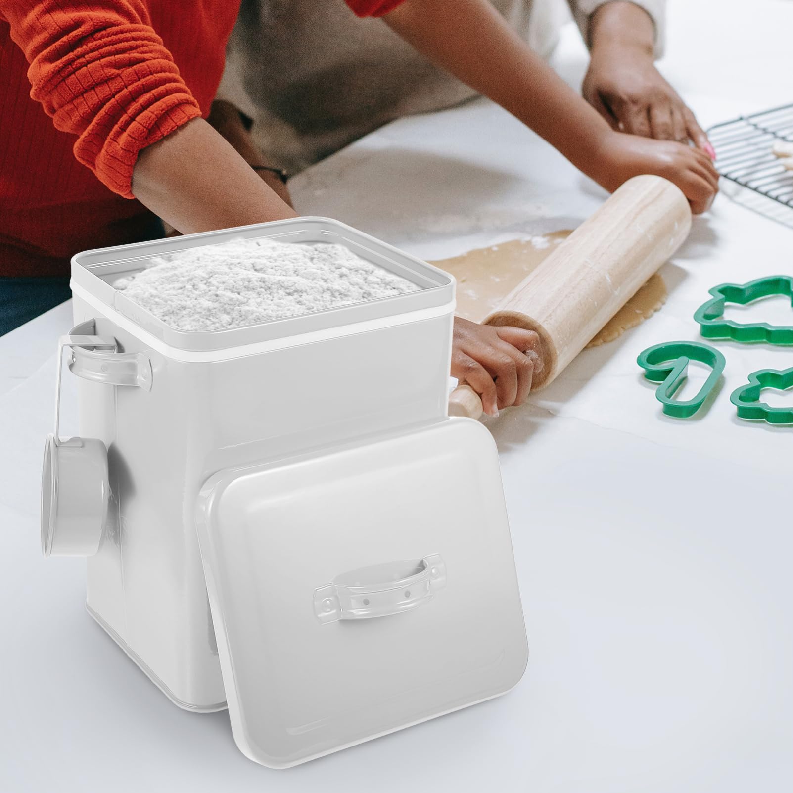 Box Kitchen Storage Bucket Rice Storage Bin Rice Dispenser Powder Soap Containers Storage Container with Lid Sealed Container White Locker Washing Powder Iron