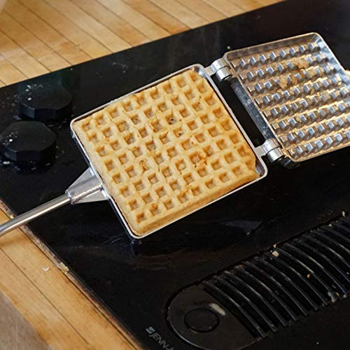 Kings County Tools Stovetop Handheld Waffle Maker | Great for Camping & Kitchen | 5β Long Beechwood Grip | Makes A Perfect Breakfast Treat | Food Grade Safe | Sturdy and Durable