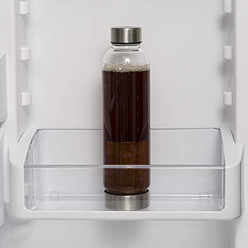 Primula Cold Brew Travel Bottle with Black Insulating Neoprene Sleeve - Borosilicate Glass and Stainless Steel Mesh Core - Dishwasher Safe - 19 Oz. - Clear