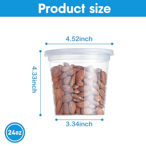 ZT GUZOR 24oz [240 pack] Plastic Food Storage Containers and Deli Containers with Lids, Plastic Soup, Freezer Storage, Meal Prep Containers