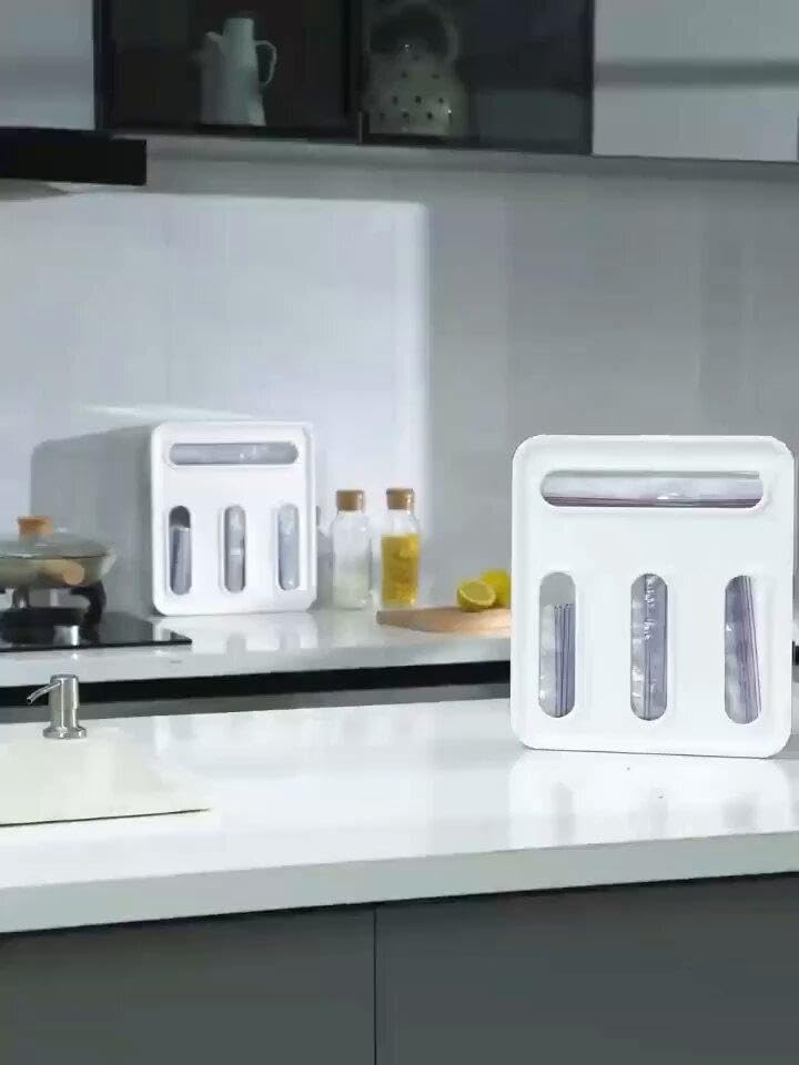 Storage organizer for Ziplock bags, acrylic kitchen drawer bag organizer with zipper closure..-Organizer for Drawer,Countertop and Wall,Easy to Use Ziplock Bag.