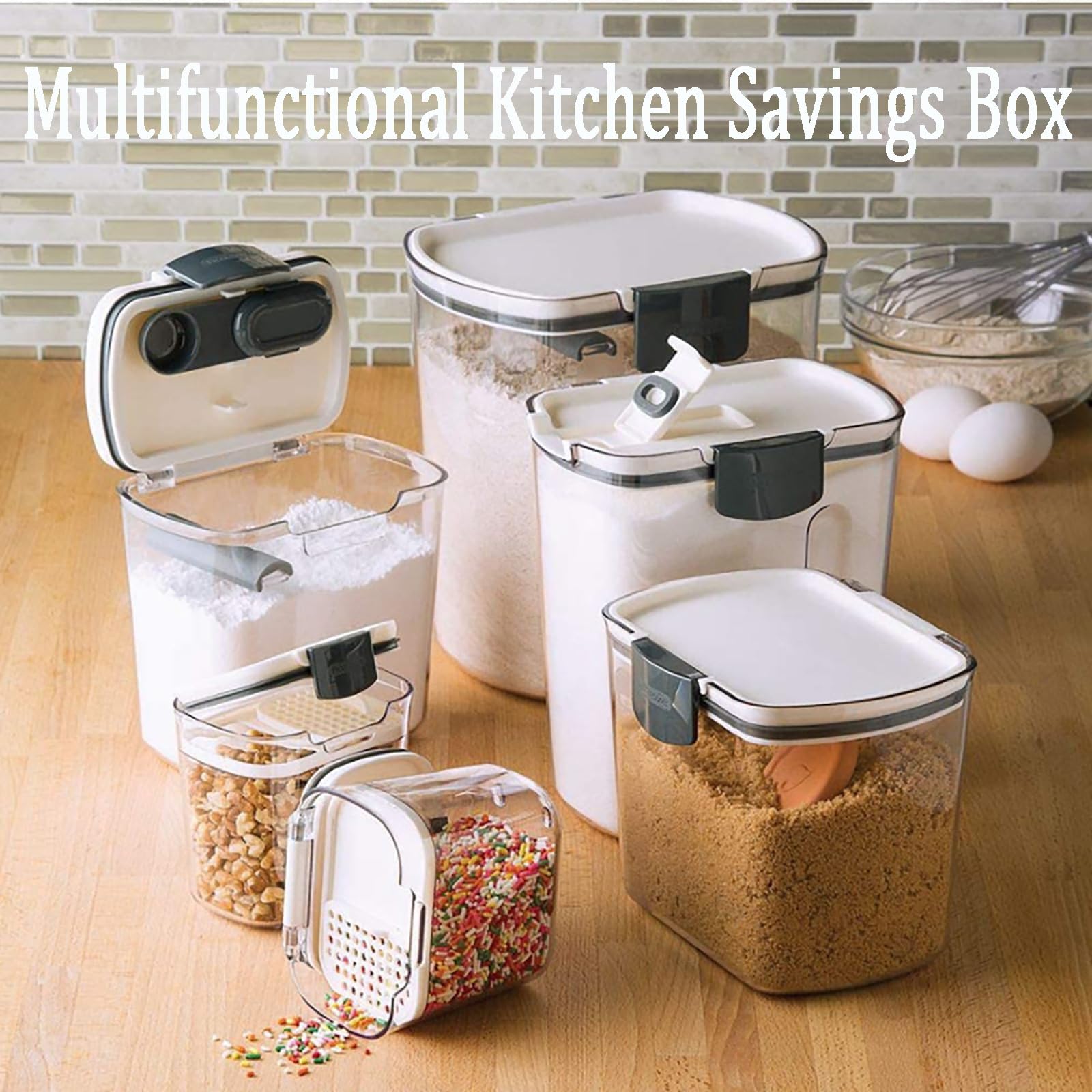 Rcdiouh Baking Storage Set with Labels, Rcdiouh Baking Storage Set, Rcdiouh Containers, Storage Containers with Lids Airtight for Flour, Airtight Food Storage (350ml)