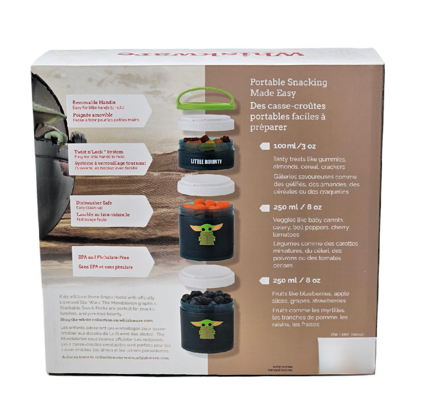 Whiskware Stackable Star Wars Snack Containers Set, Great For School Snacks or On the Go Snacking! - 1 Set