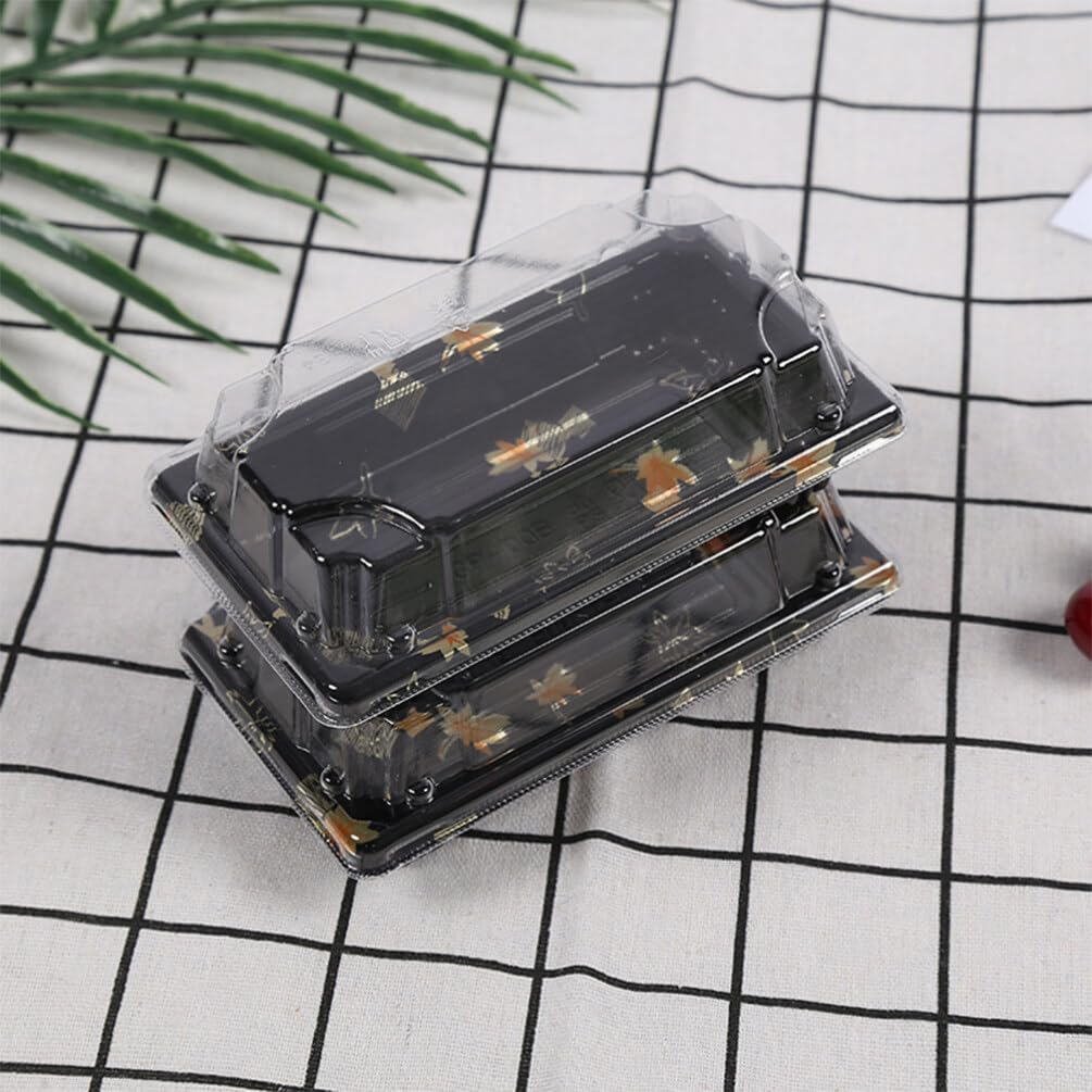Luxshiny 50Pcs Sushi Trays with Lids, Disposable Sushi Packing Box Sandwich Boxes Fruit Cake Carry Out Container Take Out Boxes