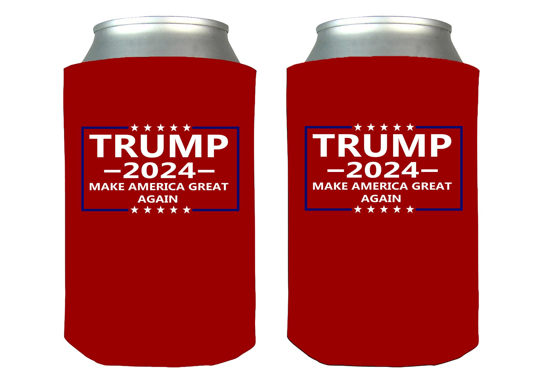 Rogue River Tactical Trump Red Make America Great Again MAGA Flag Neoprene Collapsible Beer Can Bottle Beverage Cooler Sleeves 2 Pack